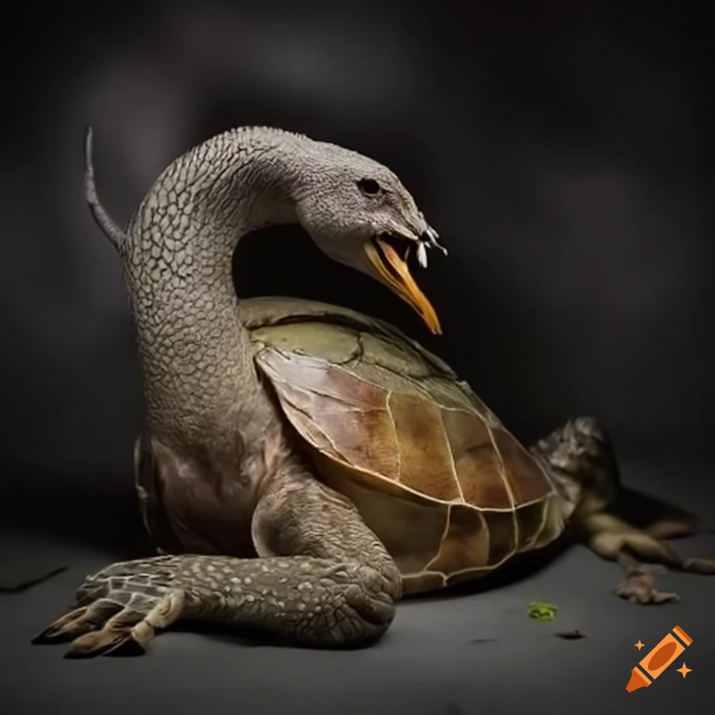 A fantastical hybrid creature inspired by turtles and ducks on Craiyon