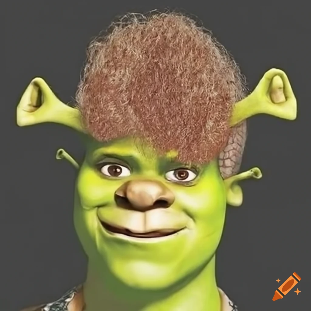 Shrek with hair on Craiyon