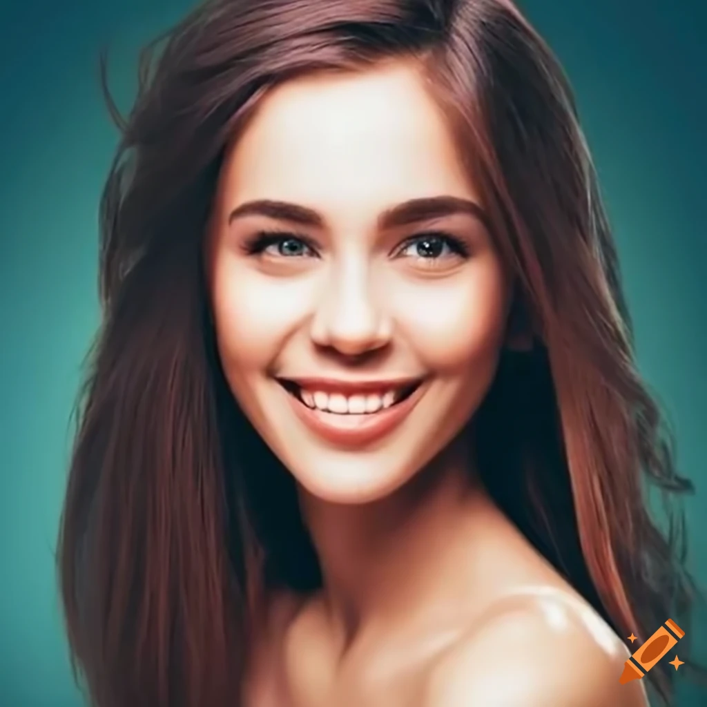 Beautiful young woman radiant smile on Craiyon