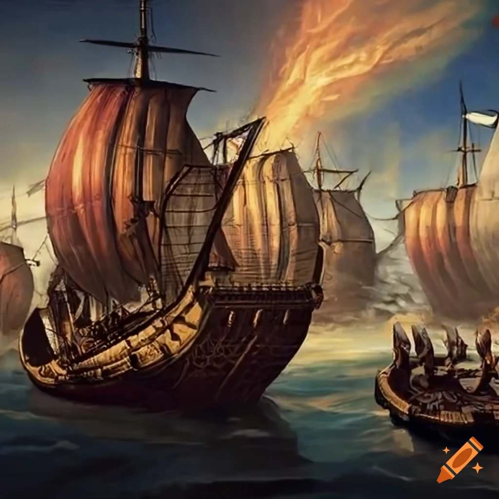 Medieval naval battle on Craiyon