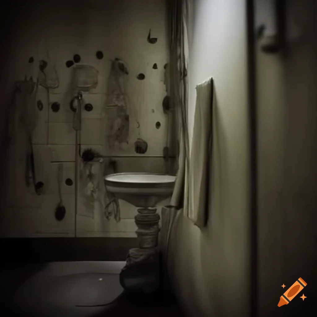 Creepy dark bathroom on Craiyon