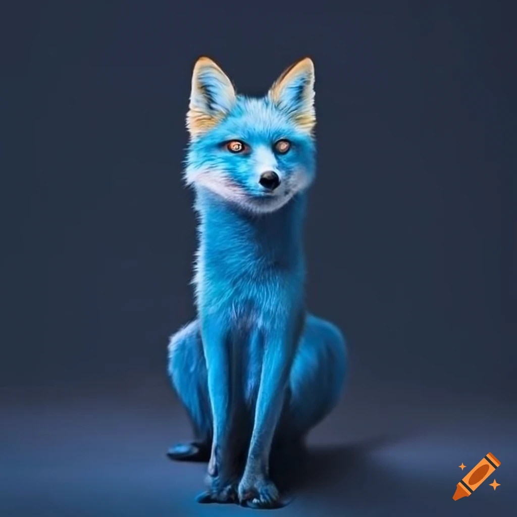A blue fox with blue suit on Craiyon