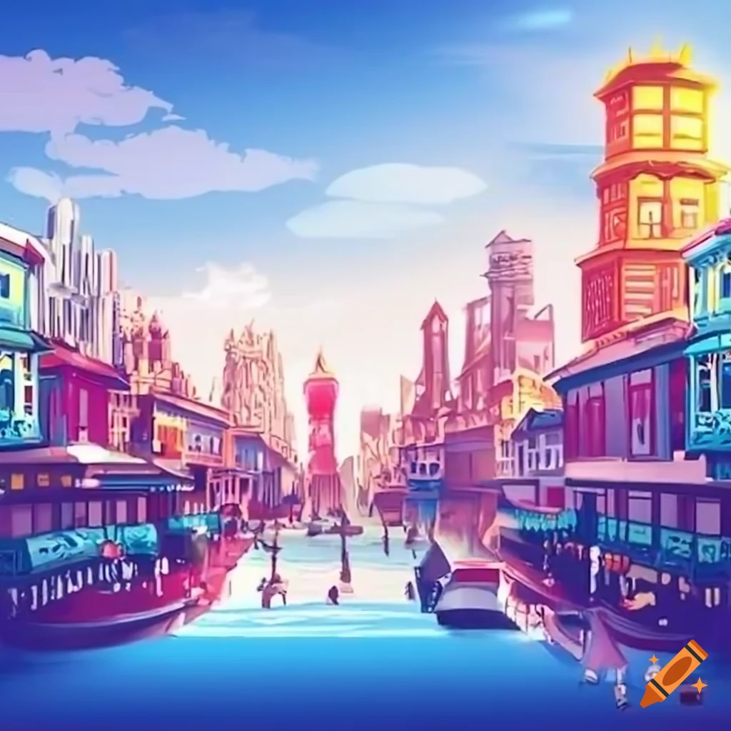 Chinese cartoon city on Craiyon