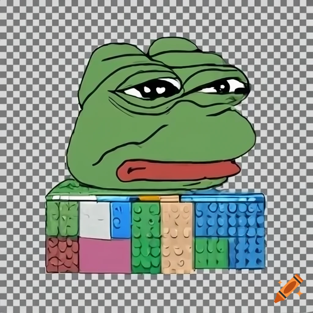 Pepe the frog, with lego blocks, transparent background on Craiyon