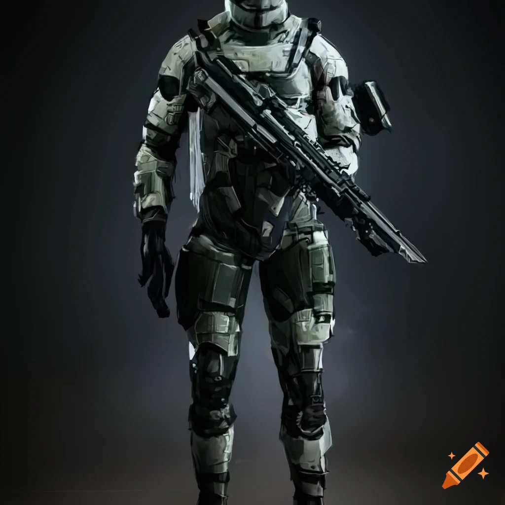 Full body of a futuristic soldier