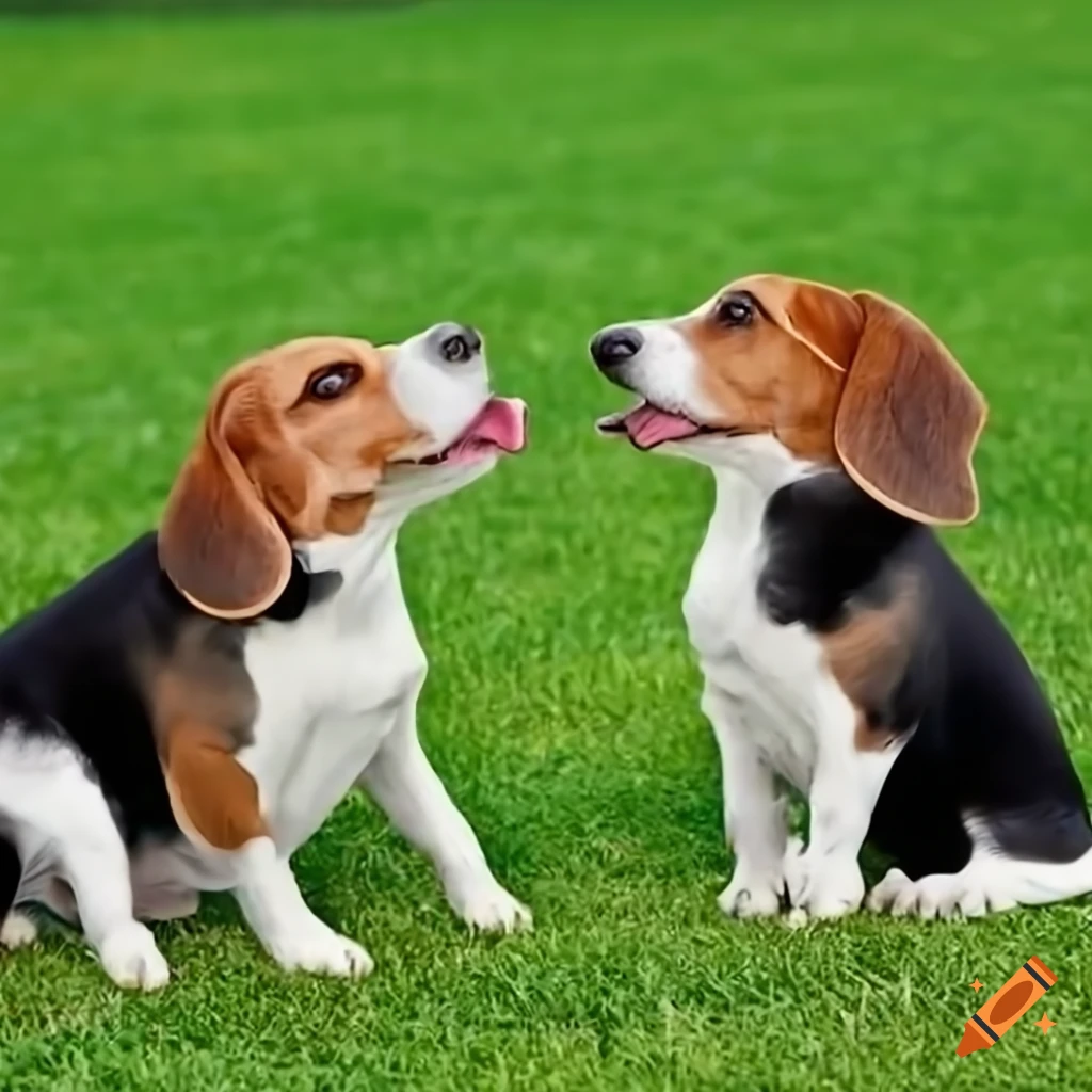 High definition animated image of three beagles playing and smiling in ...