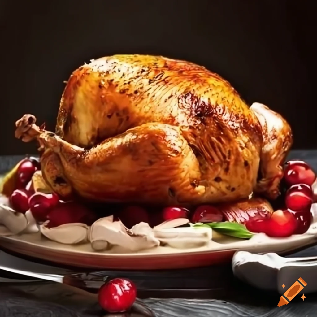 Roast turkey with cranberry and pear sauce: on Craiyon
