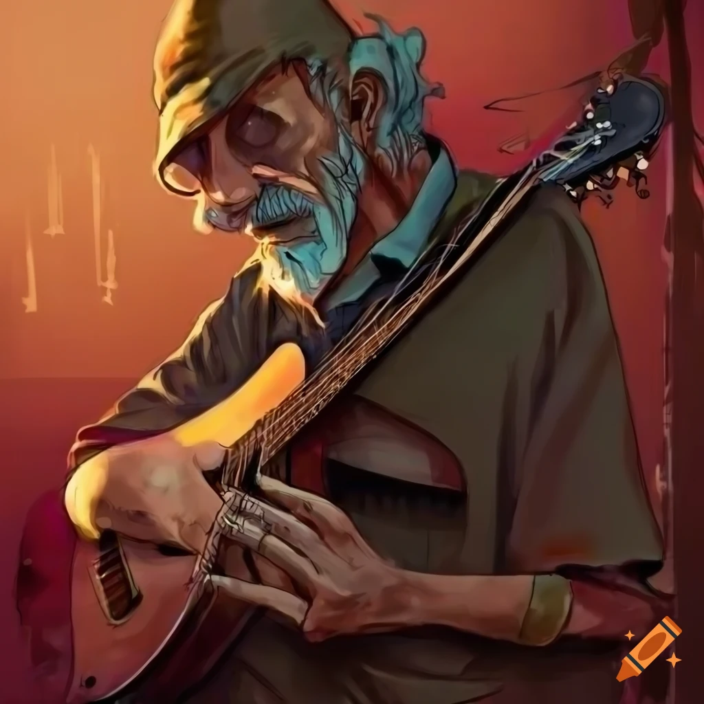 Old Guy Playing Guitar In The Style Of Chiara Bautista On Craiyon