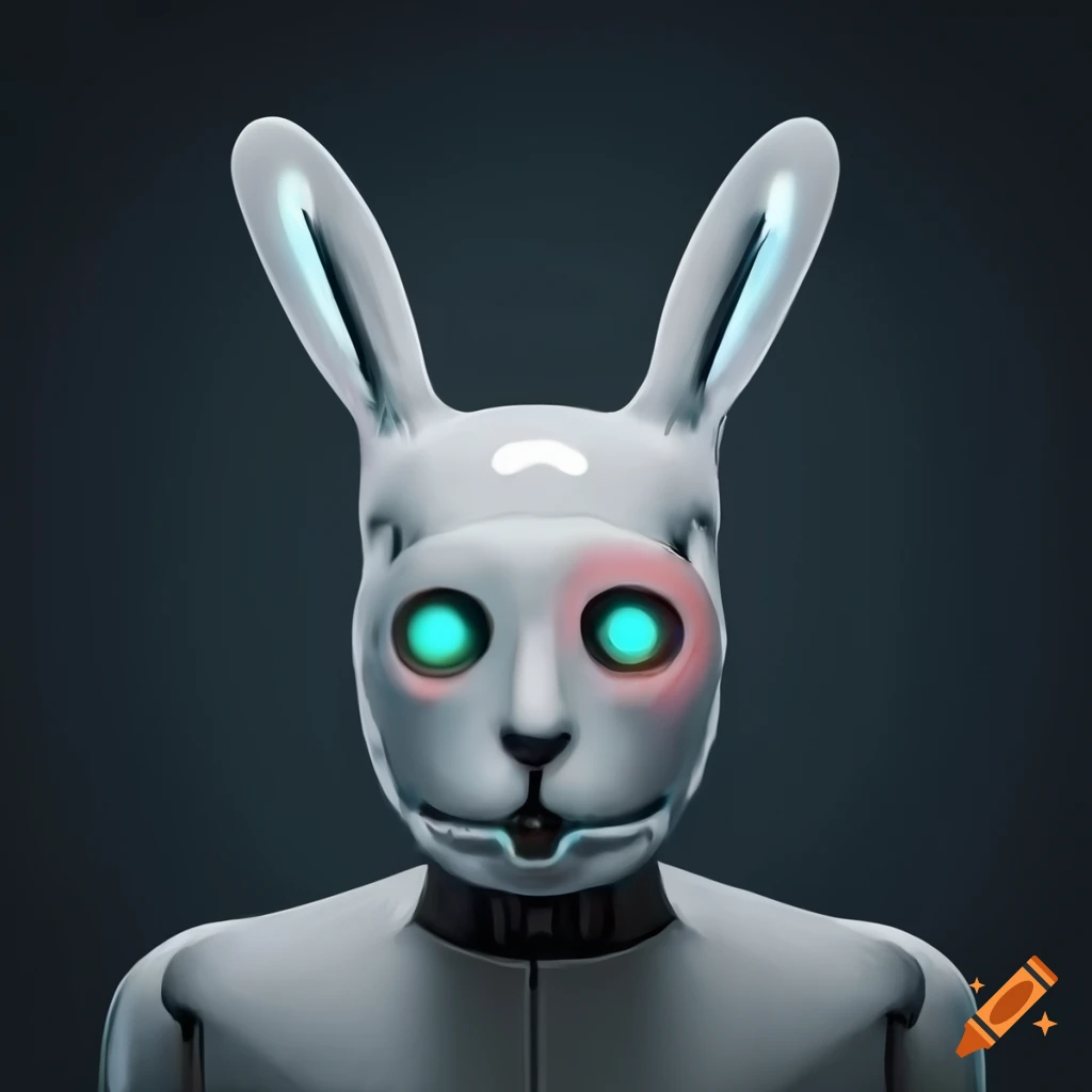 Man with robot rabbit head