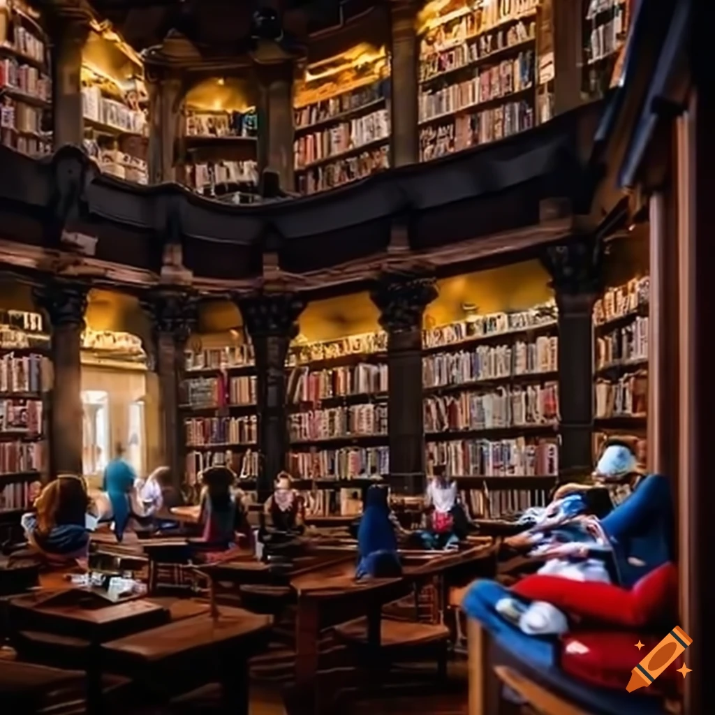 Lot of people together playing video games on a big library