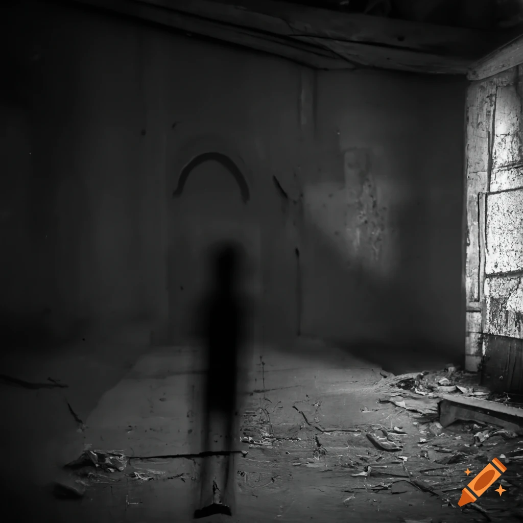 A thin shadow figure with a heavily stretched out mouth lurking nearly ...