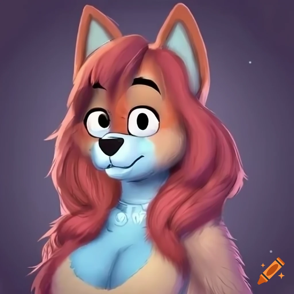 Anthro furrie Bluey, feminine, female, red fur on Craiyon
