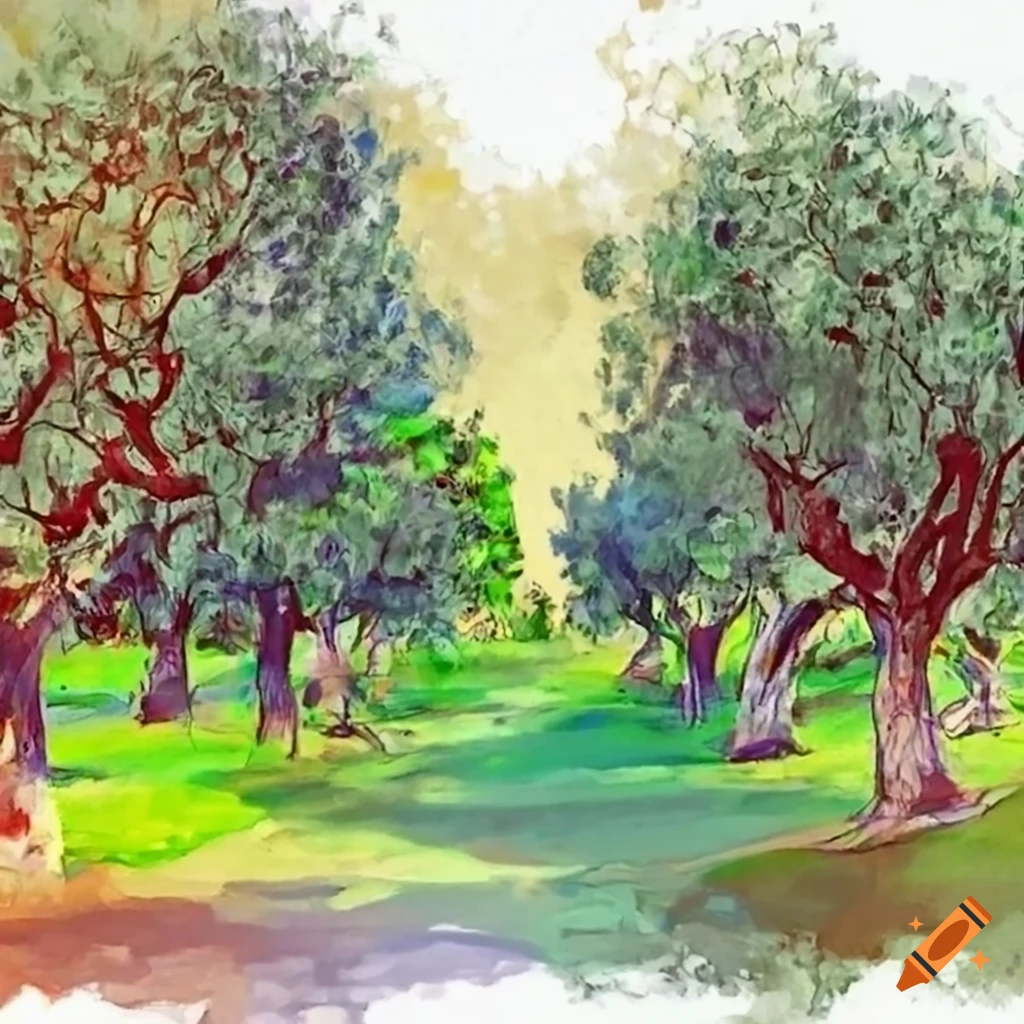 Olive grove with house on Craiyon