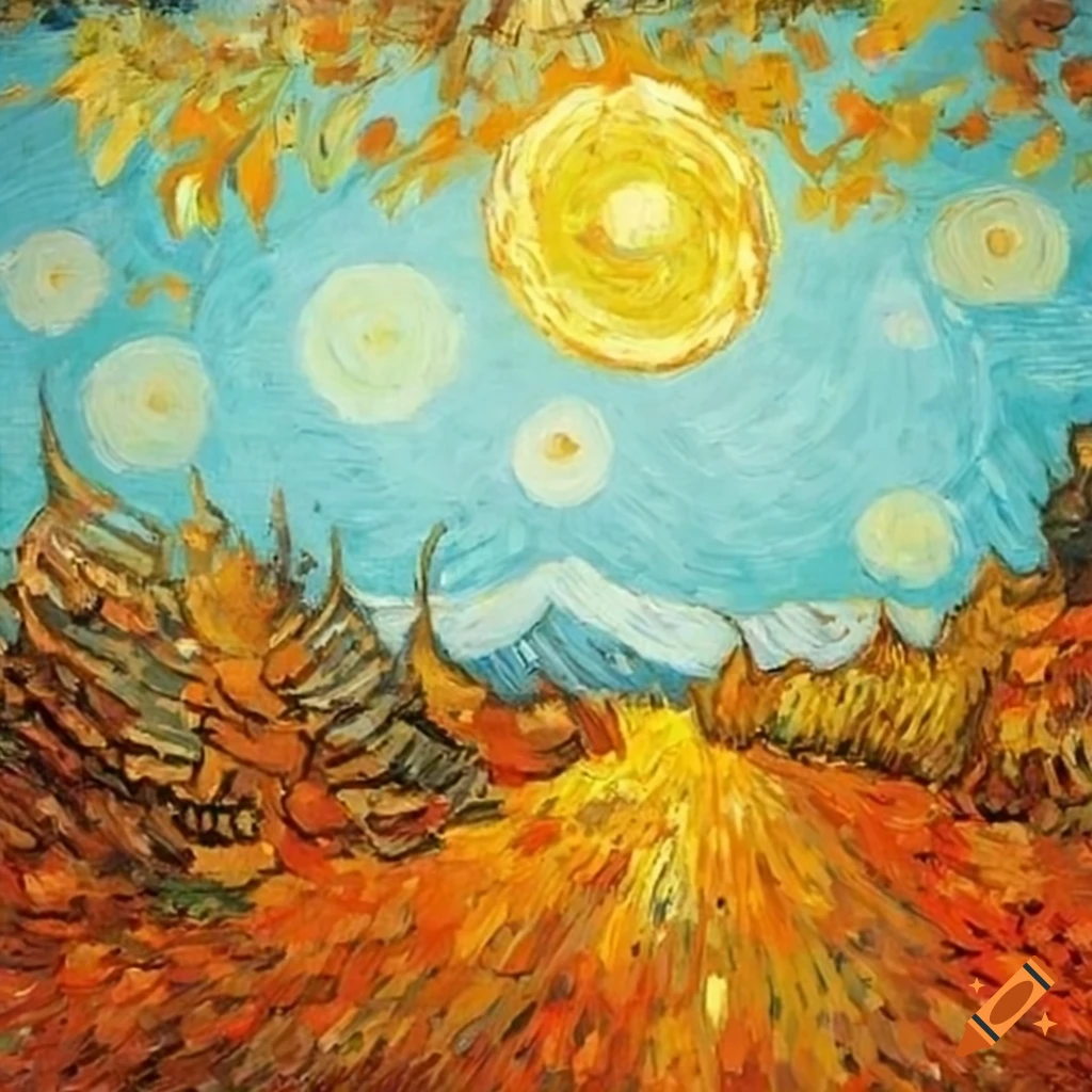 Van gogh daytime autumn leaves in the wind on Craiyon