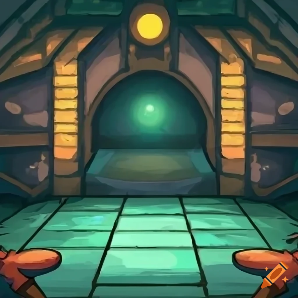 A haunted ruin interior painterly pokemon battle background large room