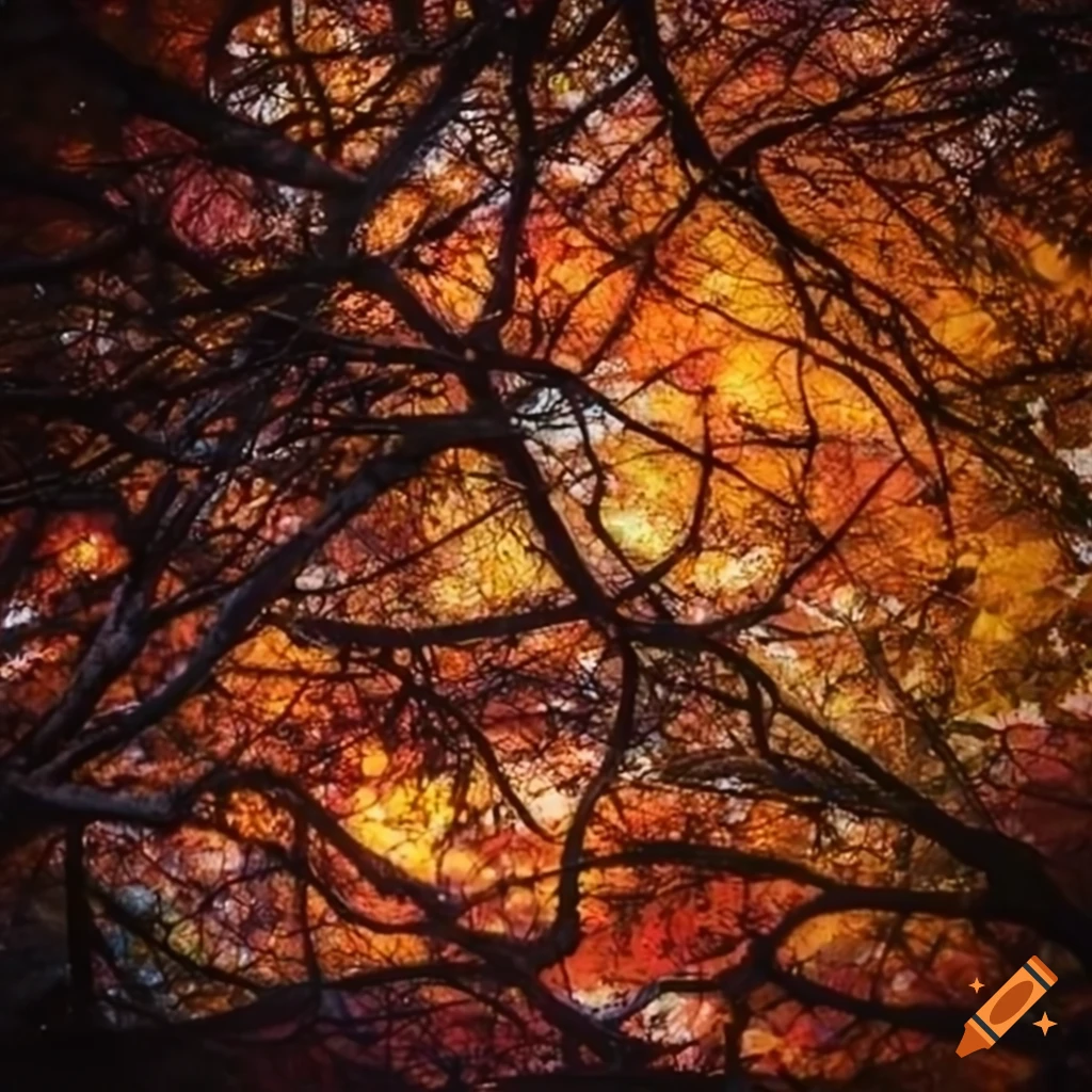 Crisp october, colorful autumn leaves, dark, spooky