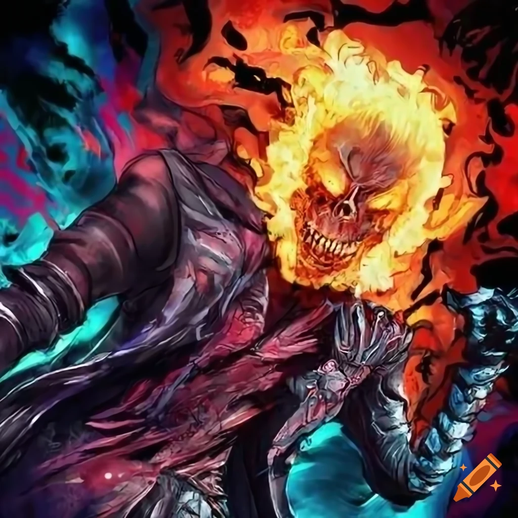Ghost rider and dante devil may cry 5 fusion concept art high detail ...