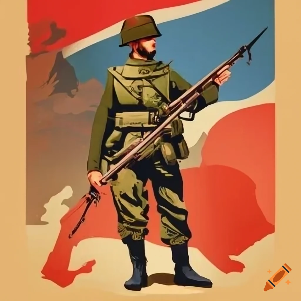 A propaganda poster with a french soldier on Craiyon
