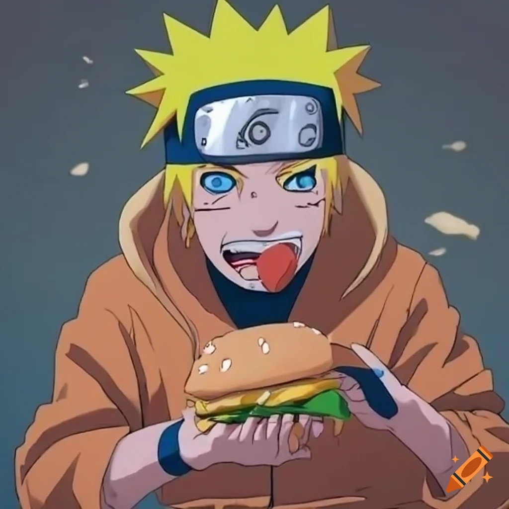 Naruto eating burger on Craiyon