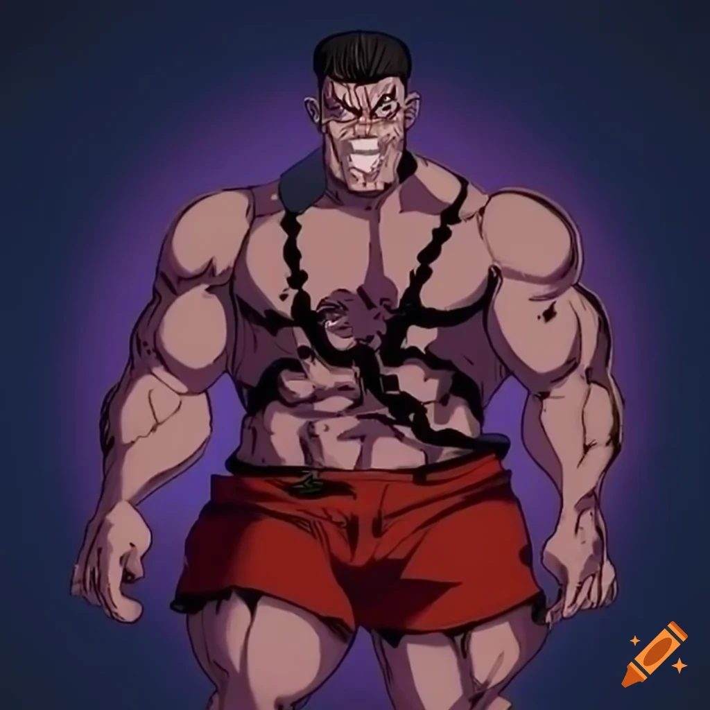 David n. goliath is a giant bodybuilder wearing shorts made out of fig ...