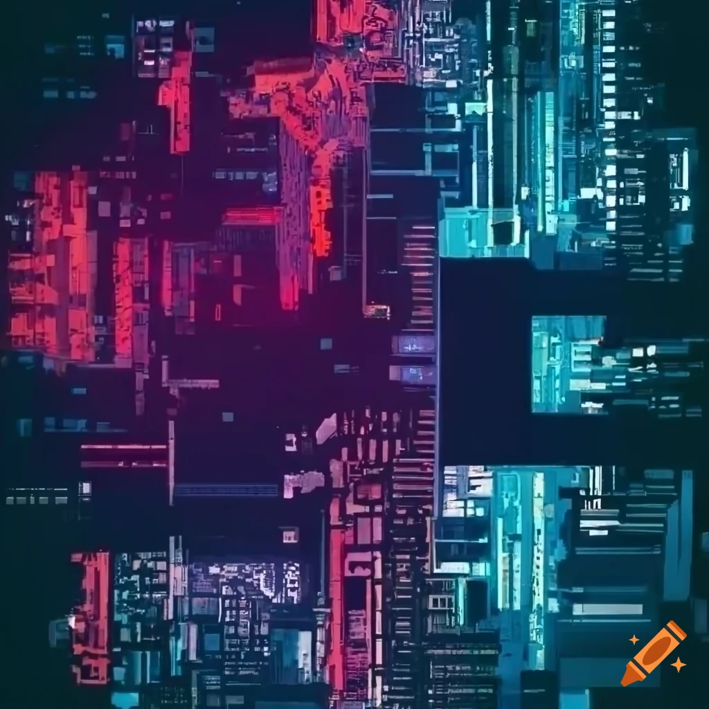 Cyberpunk city map top view