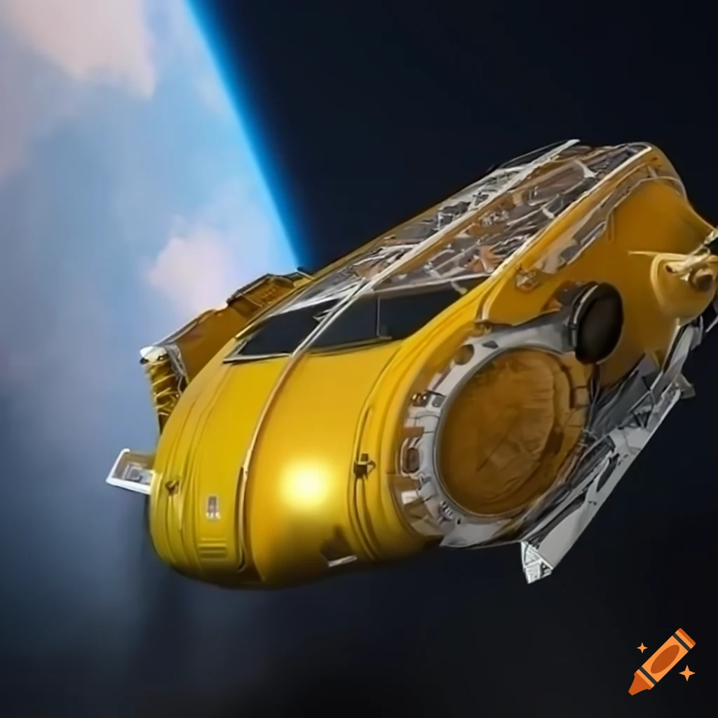 8k, hyper realism, hyper realistic, 3d, yellow vw as a spaceship in ...