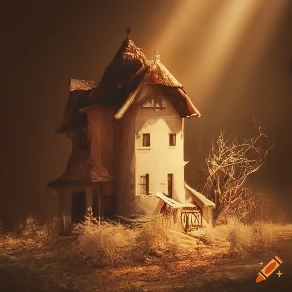 Angel,house, rever, tree