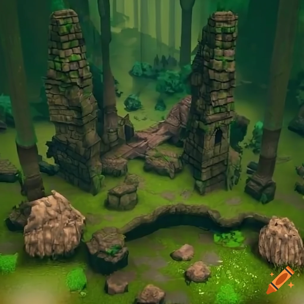 In the background between formation from above fantasy rpg game forest ...