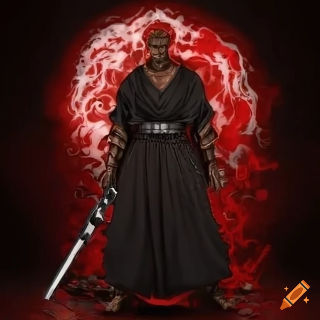 Luke Skywalker fusion Yujiro Hanma as black armor knight with red ...