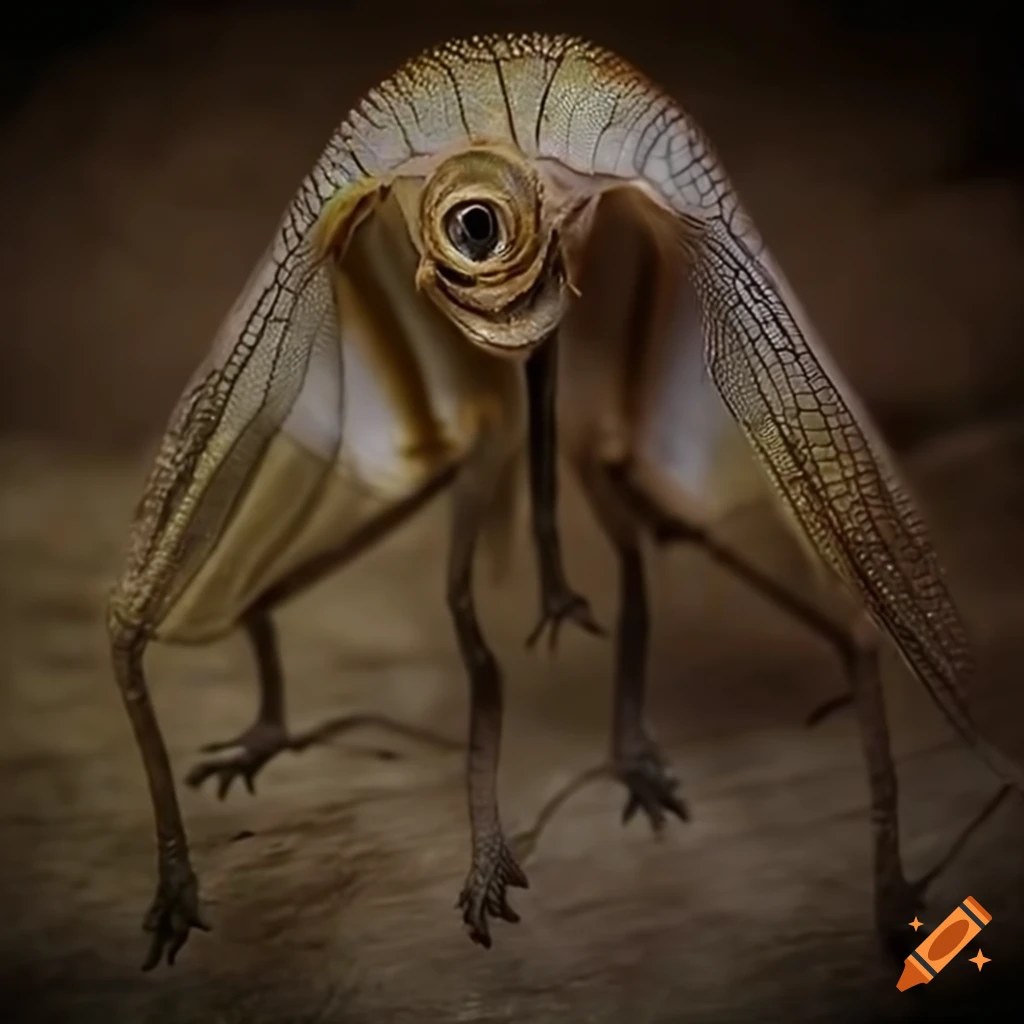 A fantastical hybrid creature inspired by lizards and dragonflyes