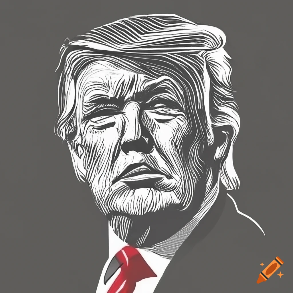Portrait with donald trump as single pen line image on Craiyon