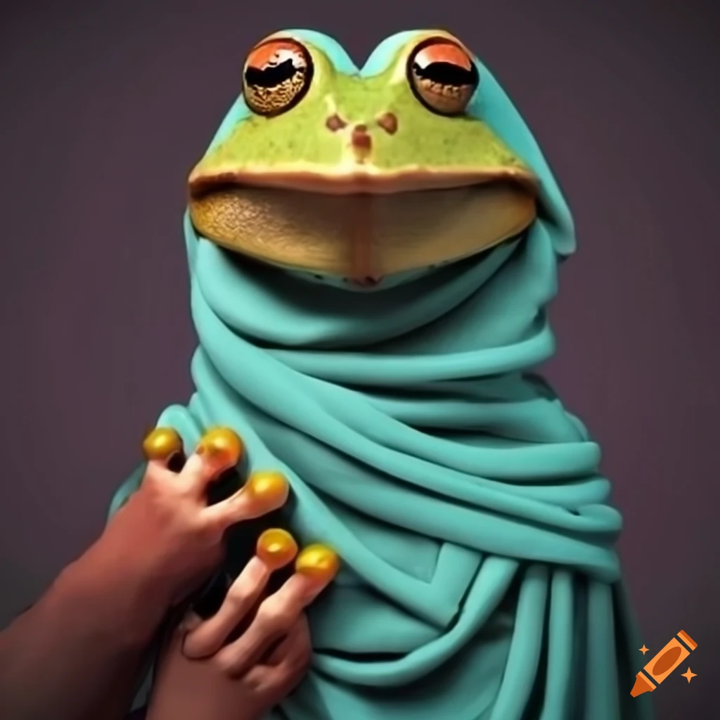 Frog in hijab with a beard on Craiyon