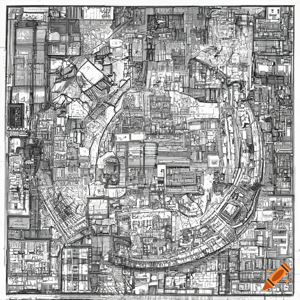 Cyberpunk city map top view on Craiyon