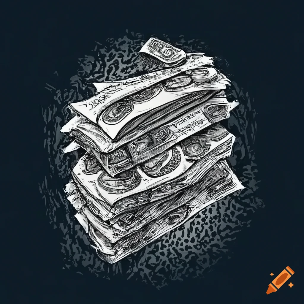 Cash!, money!, dystopian setting on Craiyon