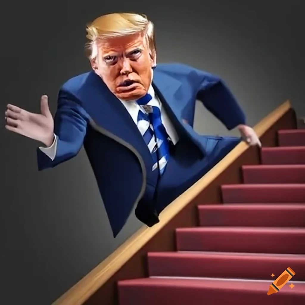 Donald trump falling down the stairs on Craiyon