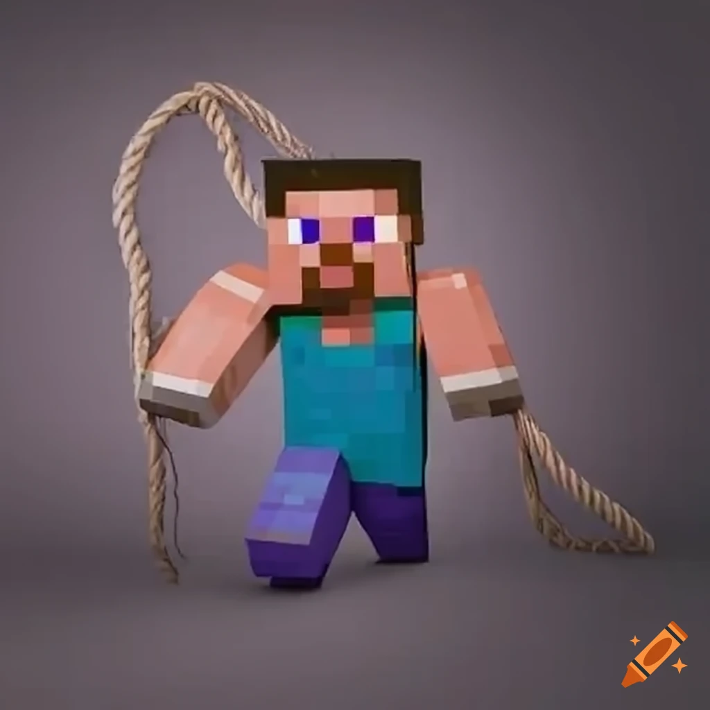 Steve is a minecraft character pulling a car with a rope on Craiyon