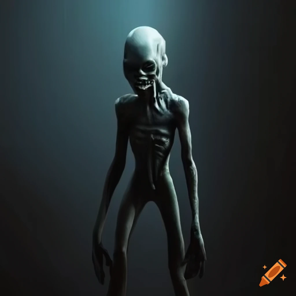 A dark, alien figure looking from a distance