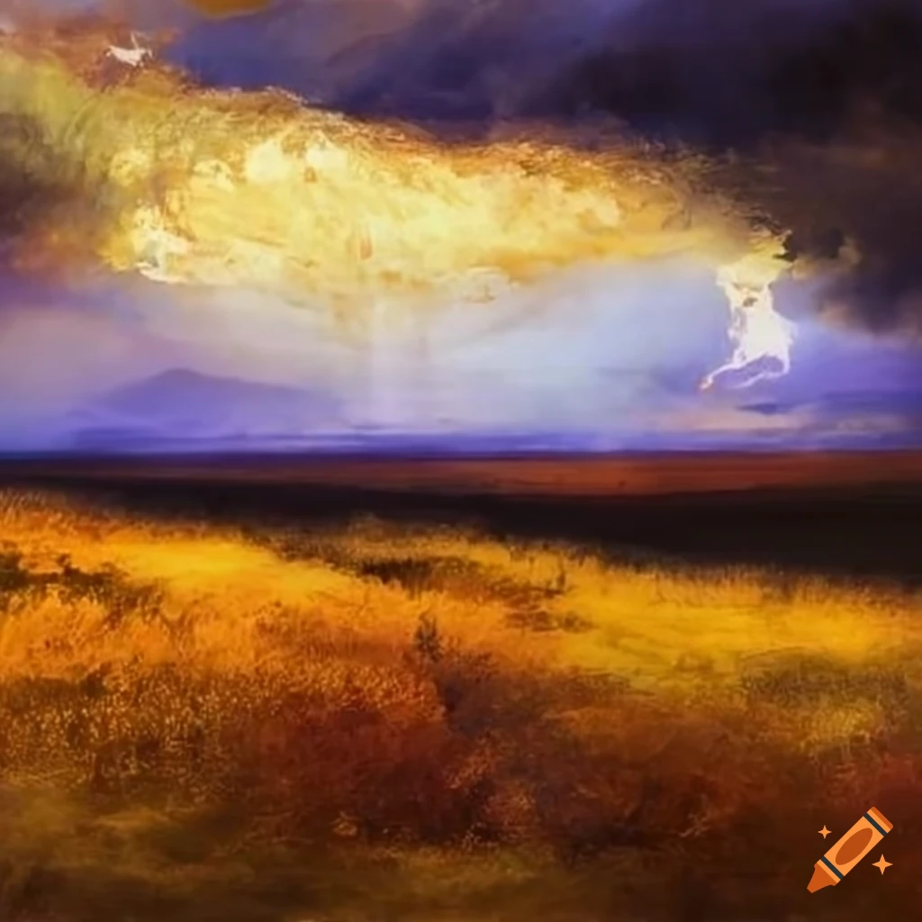 Turner's vivid prairie landscape with dramatic stormy skies