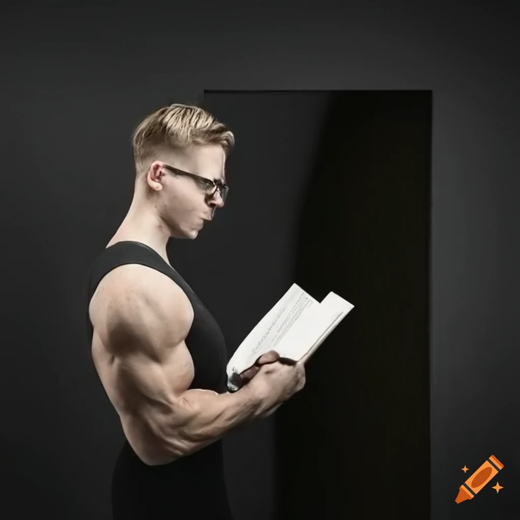 Create an instagram profile picture with a bodybuilder reading in a ...