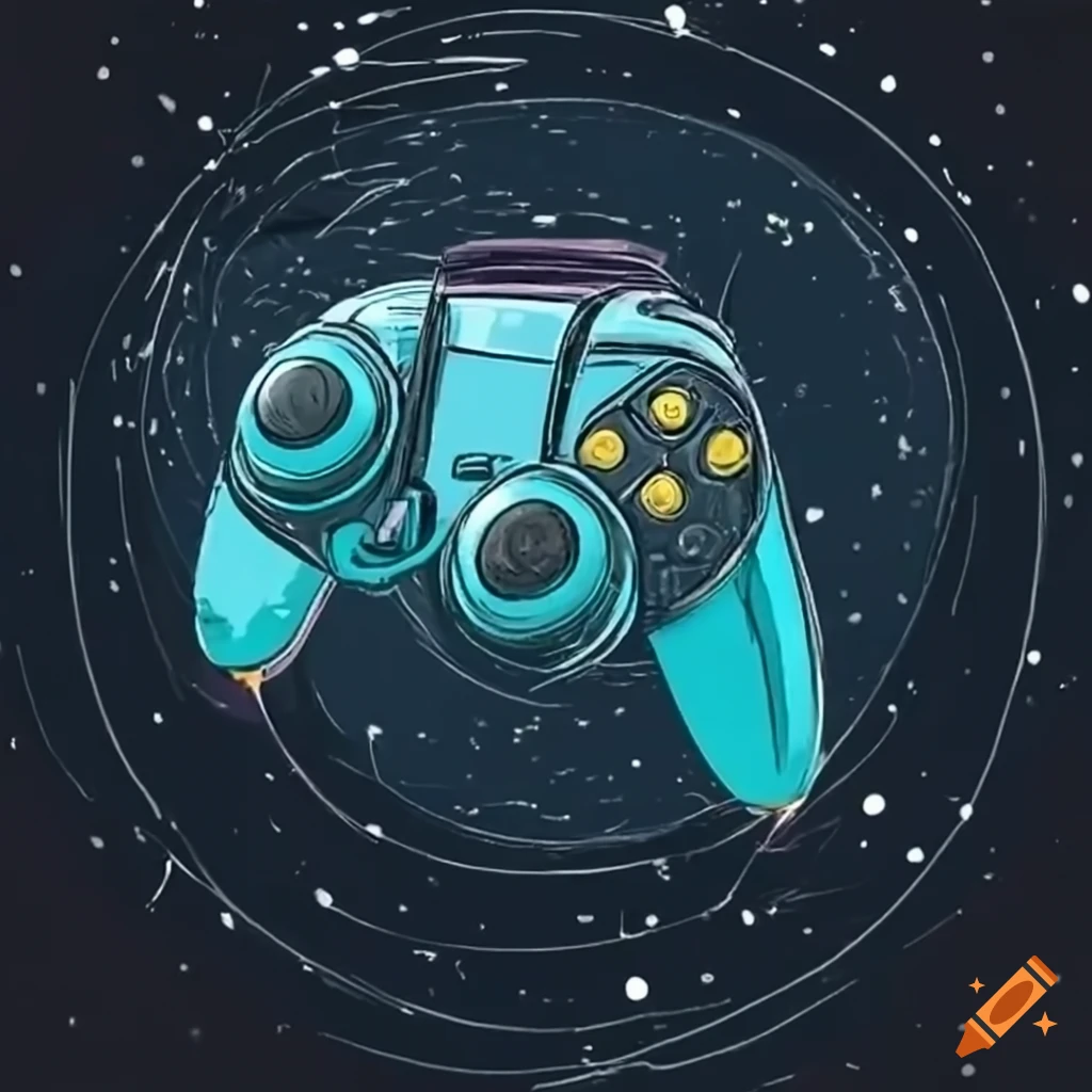A video game controller floating in space
