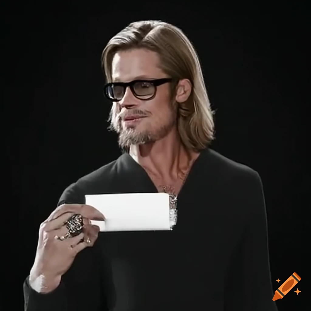 Brad pitt holding a sign that says "i love you" on Craiyon