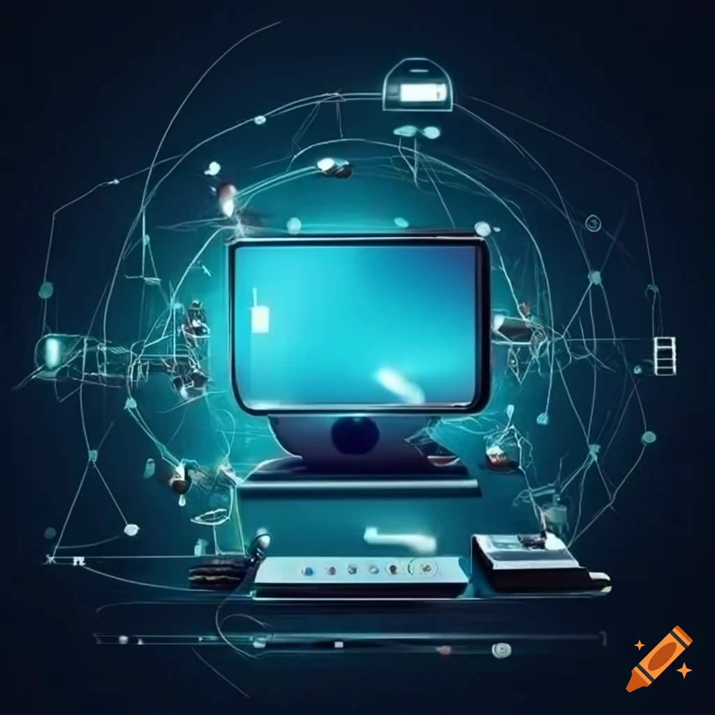 A group of devices, such as smartphones or laptops, connected to a ...