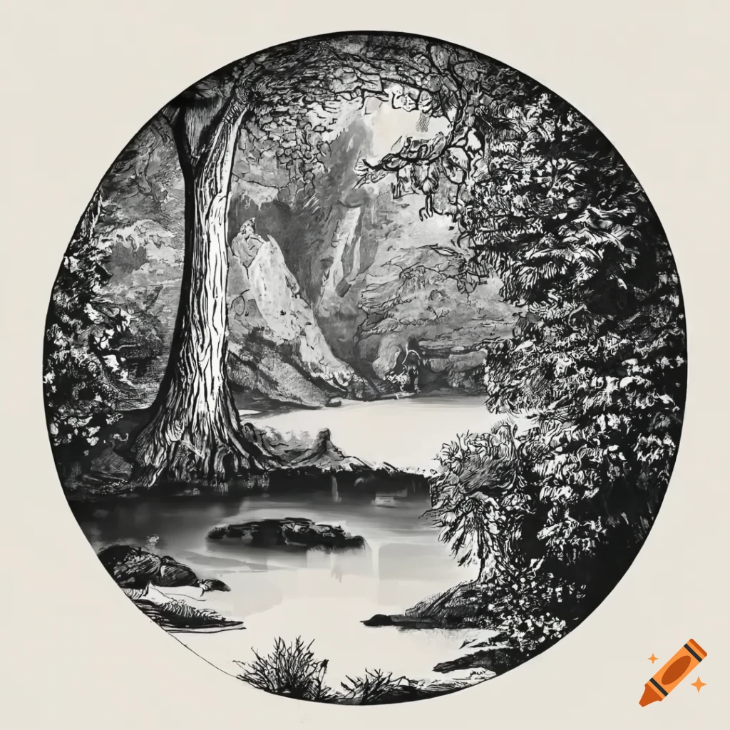 Round cave , in the midlle is small island with grass and around are ...