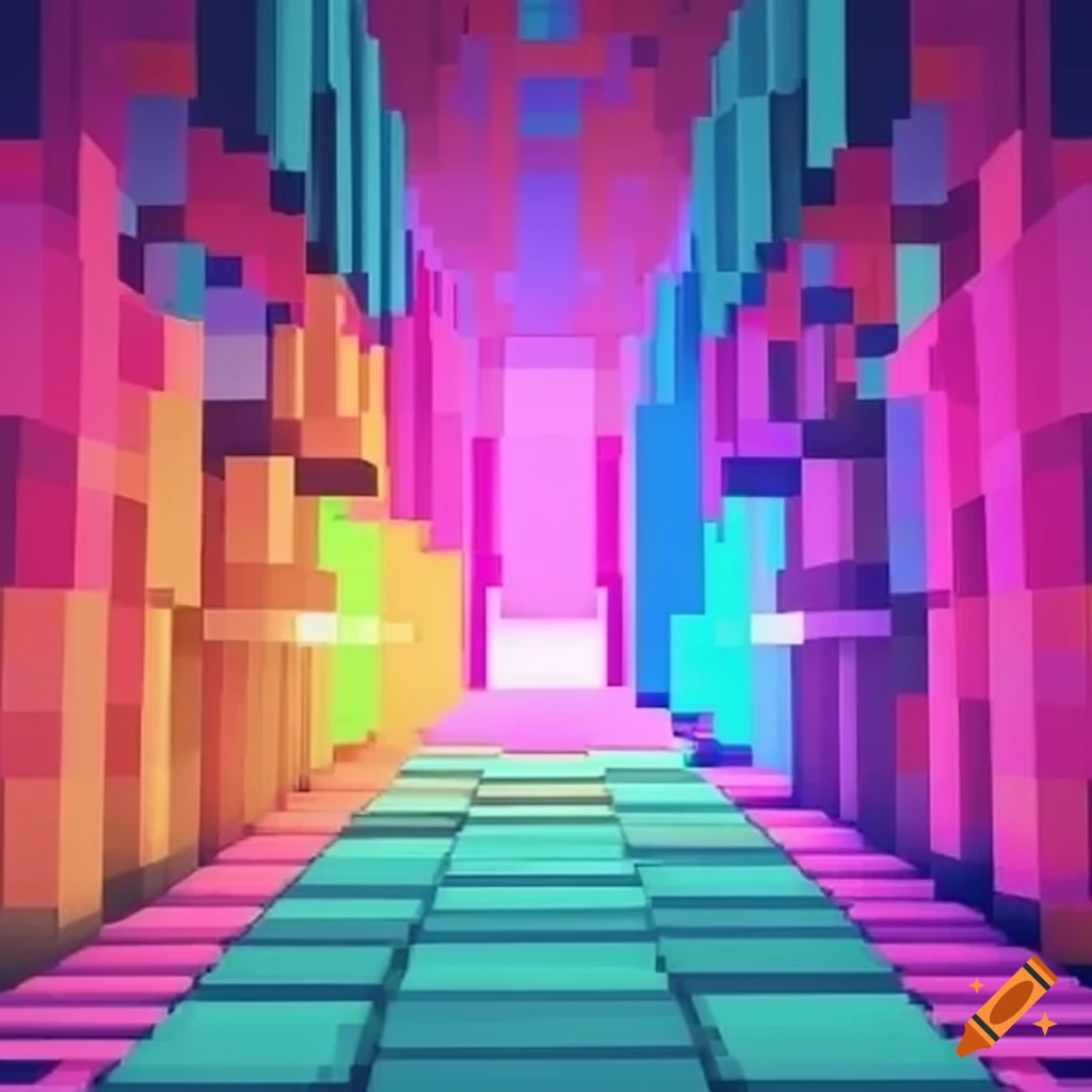 Vibrant pixelated backdrop inspired by Minecraft on Craiyon