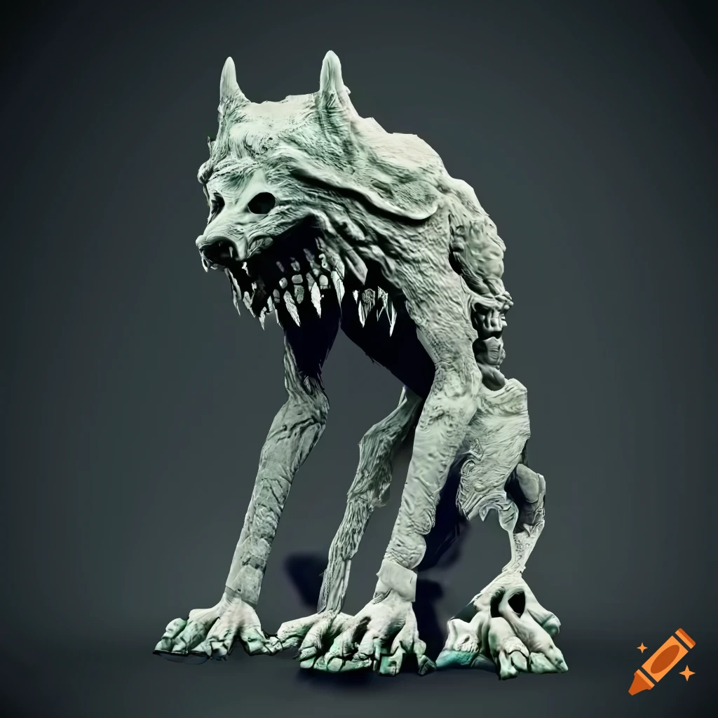 Encounter the macabre Sculpted Lupine Guardian, a nightmarish ...