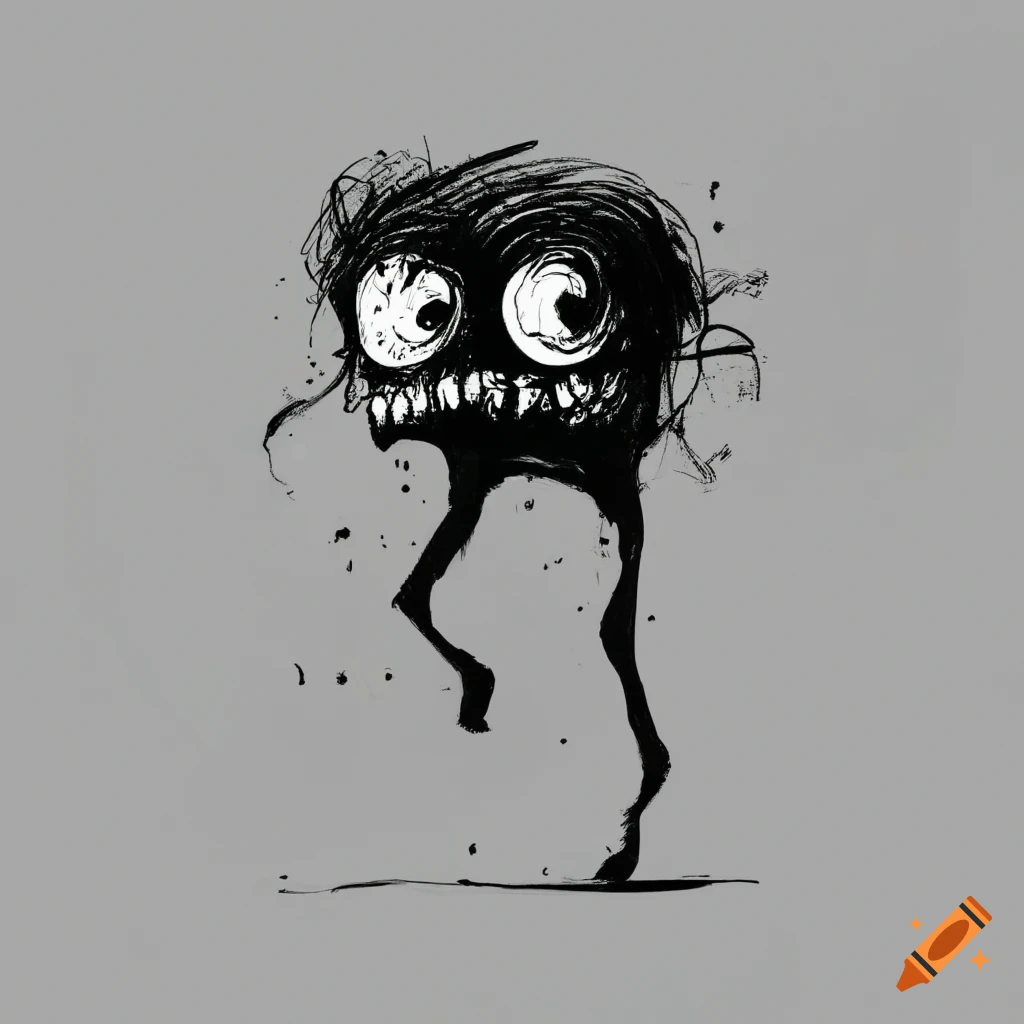 An Abstract chease disturbing shape standing on break legs drawn in ...