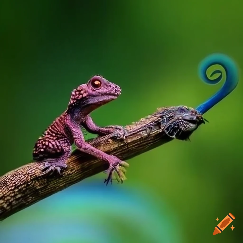 A fantastical dragonfly-inspired lizard creature with whimsical ...