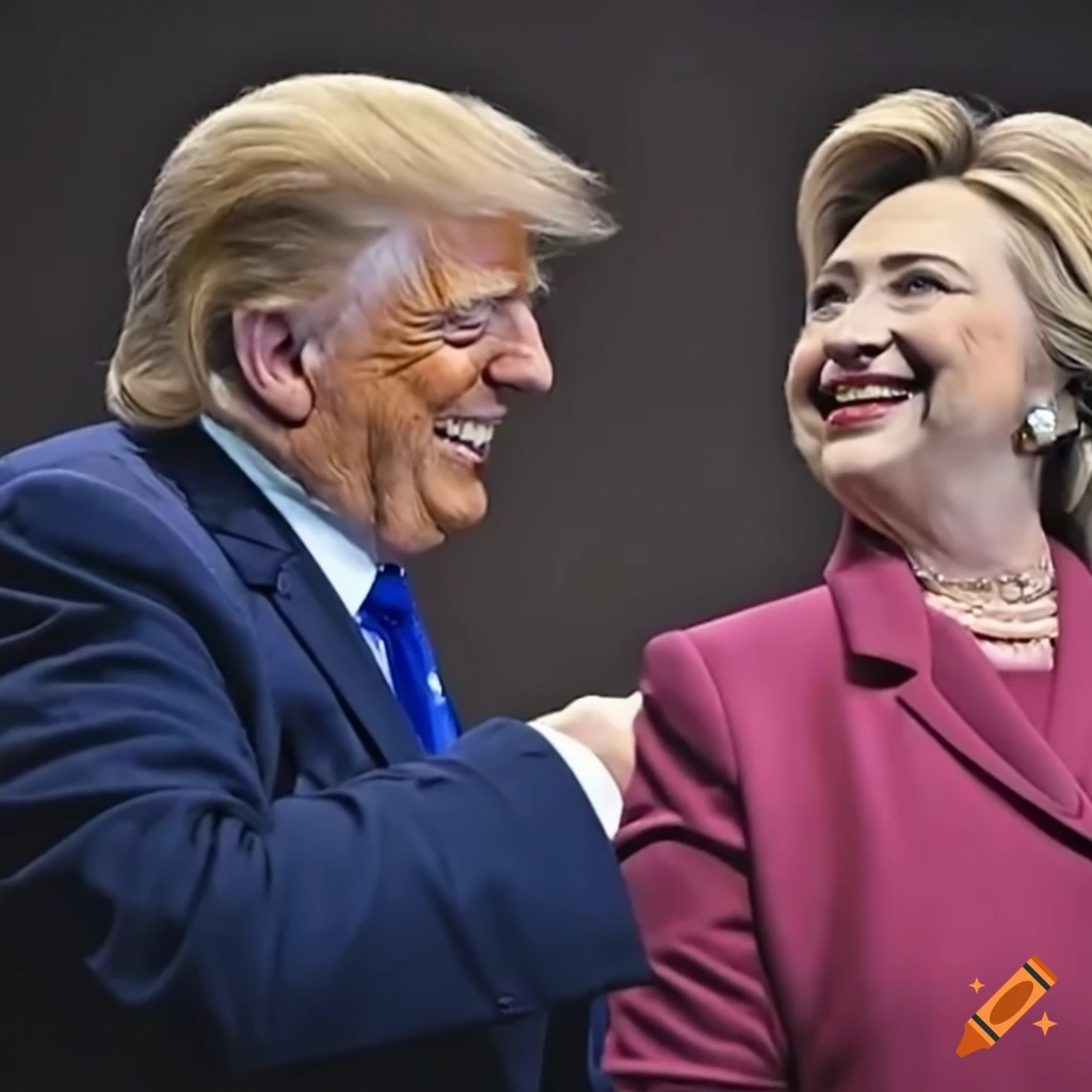 Hillary clinton and trump laughing together