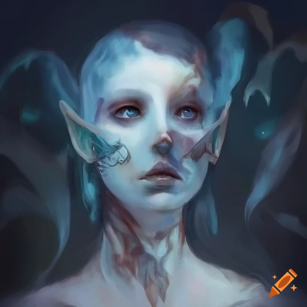 An ethereal portrait of a mysterious figure with a smooth marble mask ...