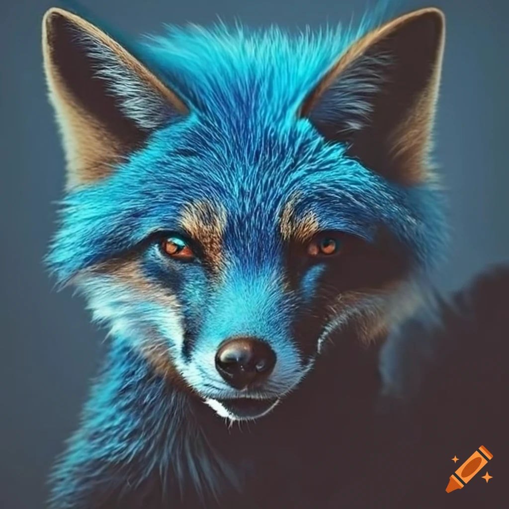 A blue fox in black leather